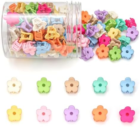 Amazon.com : 100Pcs Colorful Mini Flower Hair Clips, TEBIEKOY Baby Hair ...
