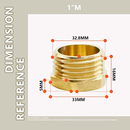 Bwintech 2 Pcs 1″ Male BSP Thread Brass Male Cap Hex Socket Pipe Plug ...