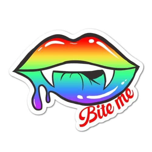 Amazon.com: 3.5" Bite Me Vamp Vampire Fantasy Teeth Lips Rainbow colors ...
