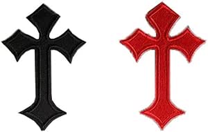 Amazon.com: Black Red Cross Embroidery Patches Cross Sew Iron On ...
