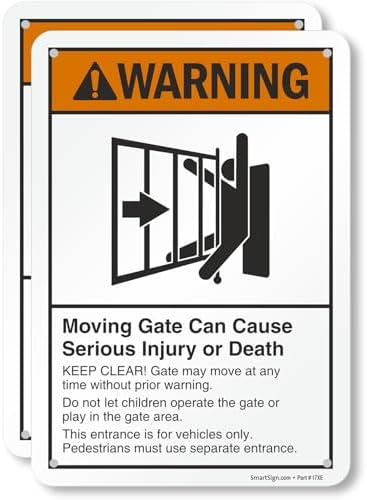 SmartSign 2-Pack 10" x 7" 'Moving Gate Can Cause Serious Injury Or ...