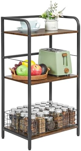 Amazon.com: 3-Tier Storage Rack Shelves, Small Side Table with Fence ...