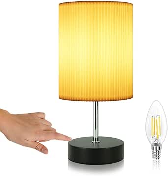 HSLighting Bedside Lamp Touch Control Lamp Table with Metal Base 3-Way ...
