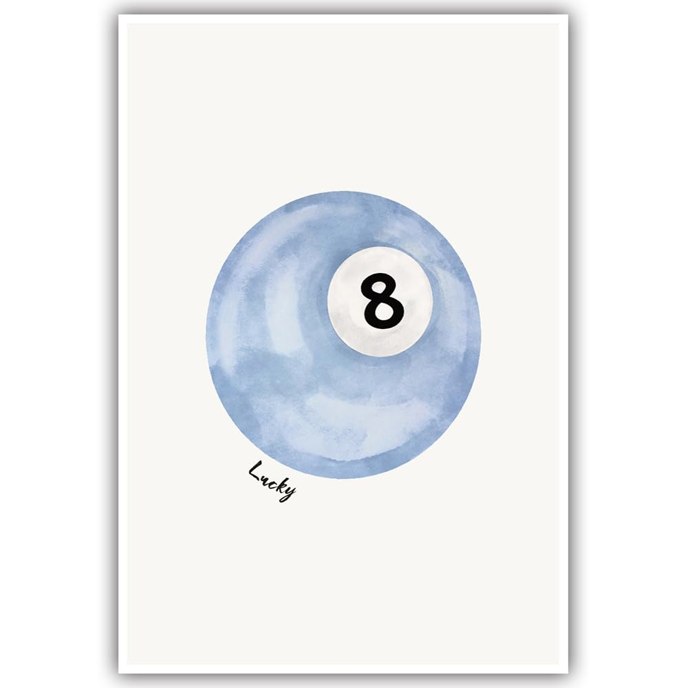 Amazon.com: Trendy Lucky You Posters Vintage Blue 8 Ball Wall Art Funky ...