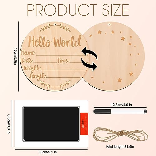 RosewineC Wooden Hello World Baby Sign Set,5.9 Inch Newborn Double Side ...