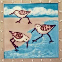 Amazon.com: J Sandpiper Sand Piper Wall Art Ceramic Tile Trivet 8"x8 ...