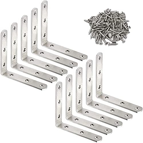 Amazon.com: Luomorgo 16 Pcs L Brackets for Shelves Heavy Duty Stainless ...
