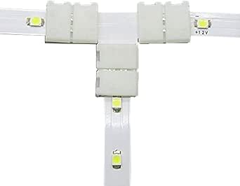 LED Light Strip Connectors 2 pin - T-Shape Solderless Snap Down LED ...