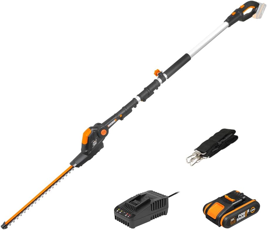 Gtech HT50 Cordless Pole Hedge Trimmer, 60 Mins Runtime Li-ion Battery ...