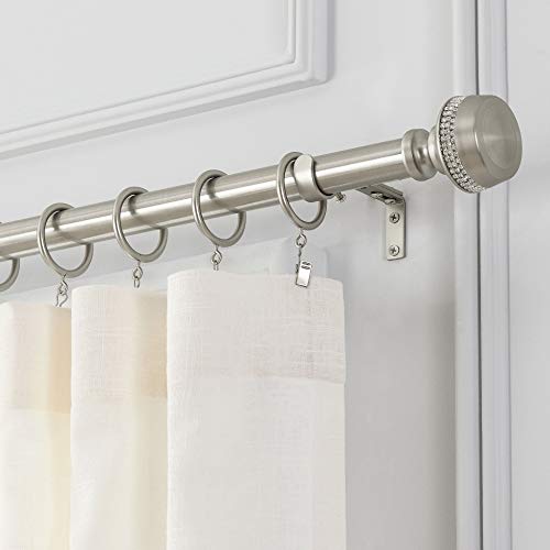 Mode Nickel Long Curtain Rod Set with Brilliant Urn Finials