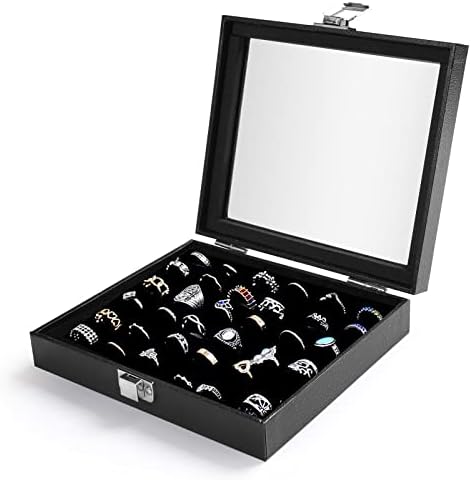 Ring Jewelry Organizer Box, 36 Slots Rings Display Storage Case Earring ...