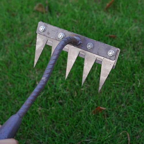 Pessrrtewg Garden Weeding Rake Carbon Steel 5/6/7/8 Teeth Garden Rake ...