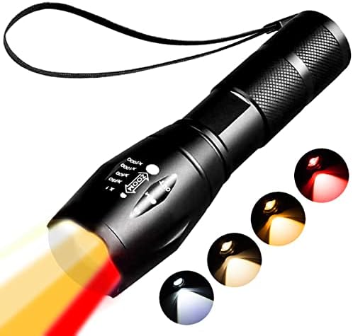 Red Light Tactical Flashlight Rechargeable，1800K Warm Light for Eye ...