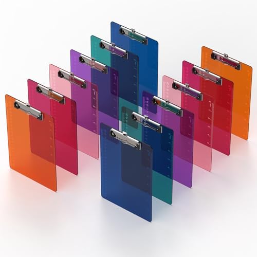 Amazon.com : Macroclo Bulk A5 Clipboards Set of 12, Colored Clear Clip ...