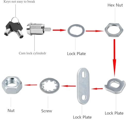 Recogwood 2Pcs Tubular Cam Lock, 40mm Cylinder Security Storage Locks ...