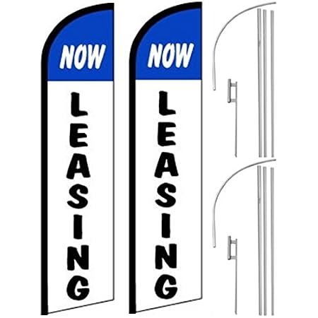 Amazon.com: 2 Windless, Swooper, Feather, Banner Flags NOW LEASING ...
