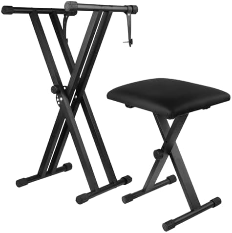 Amazon.com - Bazayona Keyboard Stand Piano Bench Set, Double X ...