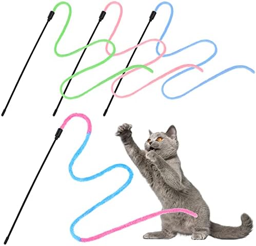 Cobee Interactive Ribbon String Toys for Kittens, 4 Pack Colorful Cat ...