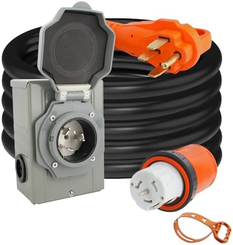 Afurkuot 20FT Generator Cable and 50 Amp Power Inlet Box Combo Kit ...