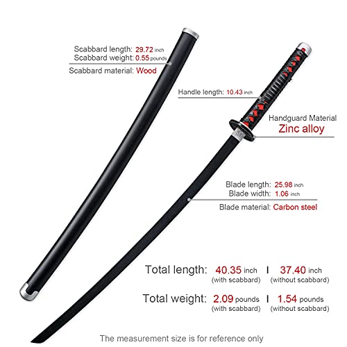 Snapklik.com : Zisu Carbon Steel Demon Katana, About 40 Inch Overall ...