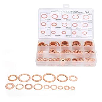 150 Pcs Copper Flat Washer M5-M22 15 Sizes Metric Round Sealing Washers ...