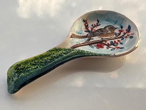 Amazon.com: Bird Ceramic Spoon Rest, Spoon Holder, Kitchen Pottery ...