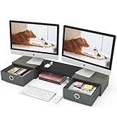 Amazon.com: WESTREE Dual Monitor Stand Riser with Two Drawers, Extra ...