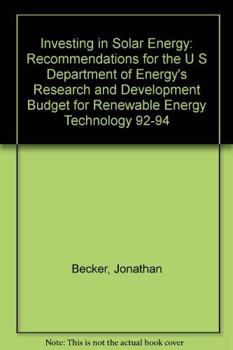 Investing in Solar Energy: Recommendations for the U S Department of ...