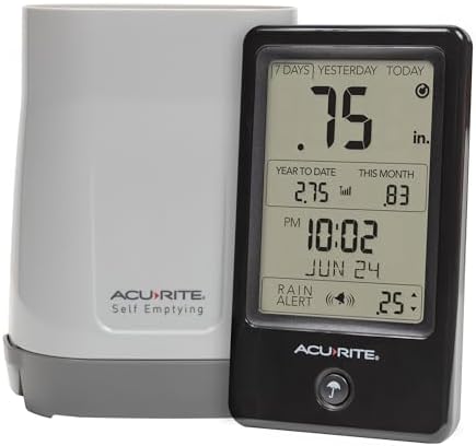 AcuRite Wireless Rain Gauge with Self-Emptying Rain Collector with ...