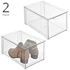 mDesign Stackable Drawer Shoe Box – Sturdy Plastic Storage Box for ...
