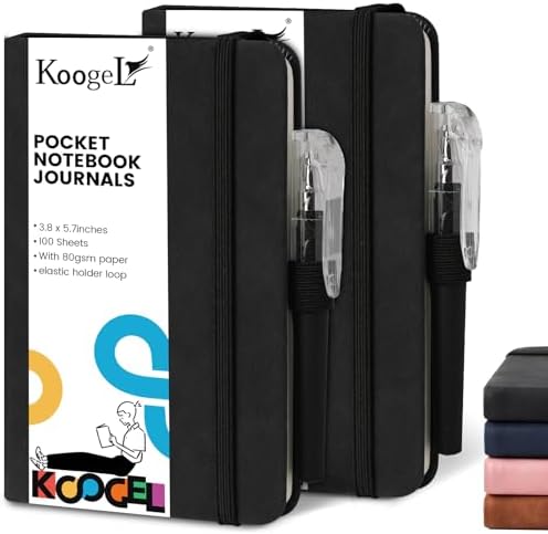 Amazon.com : Koogel 2PCS Pocket Notebook Journals, 3.8 x 5.7 Inch ...