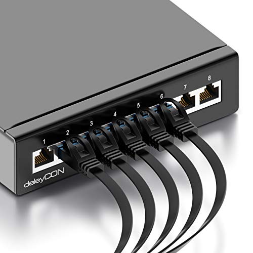 deleyCON 10x 1m CAT6 Câble de Réseau Plat Câble Ruban de 1,5 mm U-UTP ...
