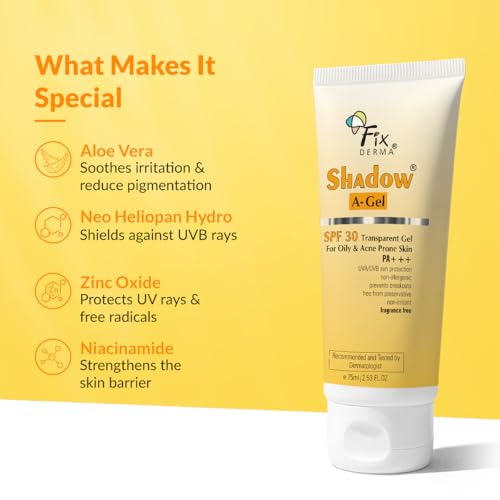 Fixderma Shadow A-Gel SPF 30+ Sunscreen Transparent Gel PA+++ | For ...