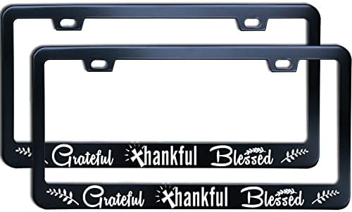 Amazon.com: XHuiZio 2PC Grateful Thankful Blessed License Plate Frames ...