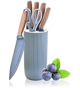 Chef Knife Set with Block, 6-Piece Kitchen Knives Set with Sharp Blades ...