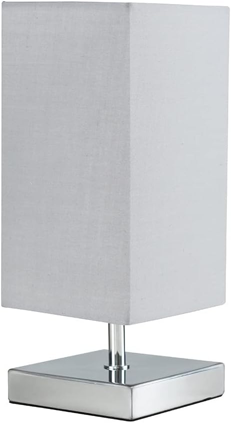 MiniSun | Modern Square Polished Chrome Touch Table Lamp with a Grey ...