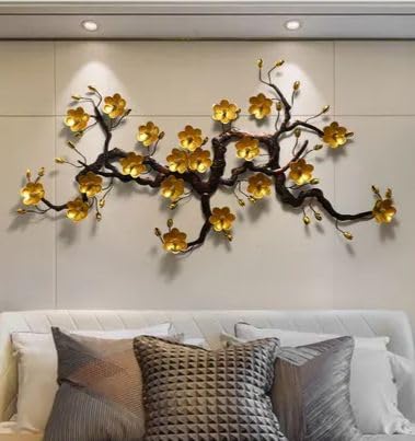 ZOVE Metal Blossoming Gold Flower Wall Decoration for Living Room for ...
