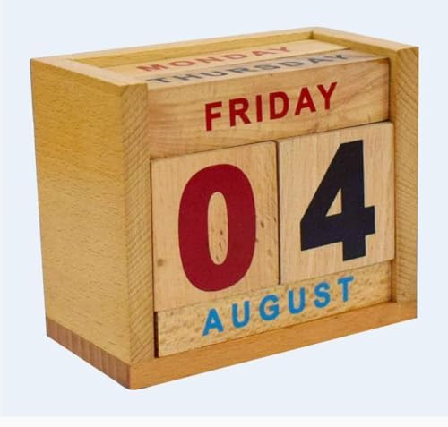 Woodco Handicrafts Wooden Calendar-Mini Desk Calendar for Office and ...