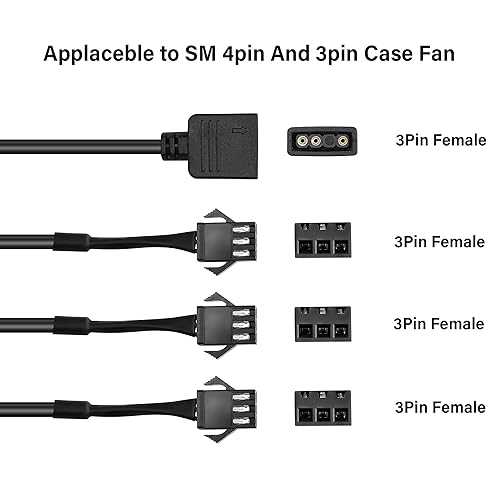 GINTOOYUN 2 PCS ARGB Splitter Cable 5V 3 Pin Addressable RGB Splitter ...