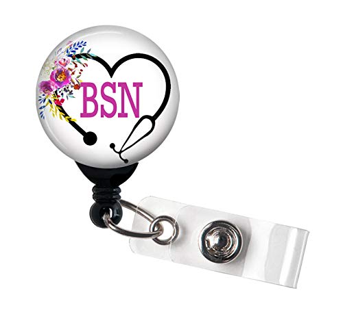 Amazon.com : BSN Heart Steth Floral - Retractable Badge Reel with ...