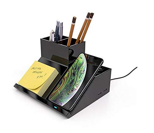 Snapklik.com : Desktop Organizer + Qi Wirelss Pad + Dual Smart USB Ports