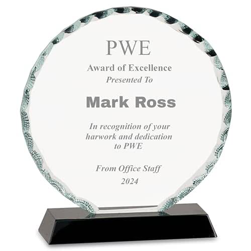 Amazon.com: Round Glass Plaque Award, Personalized Glass Award ...