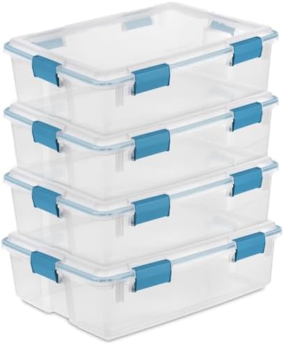 Sterilite 4-Pack Gasket Box, Weather-Resistant Storage Bins with ...