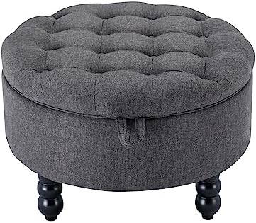 Amazon Foredo 28 Inch Round Storage Ottoman Large Upholstered