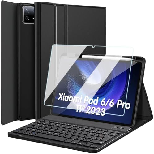 Nanhent Keyboard Case + Tempered Glass for Xiaomi Pad 6/Xiami Pad 6 Pro ...