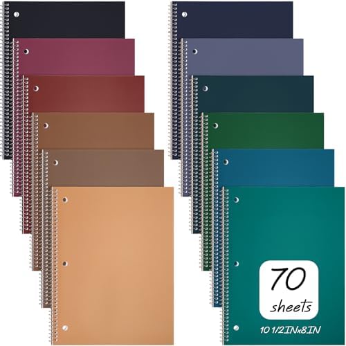 Amazon.com : Teling 12 Pcs 1 Subject Spiral Notebook Wide Ruled ...