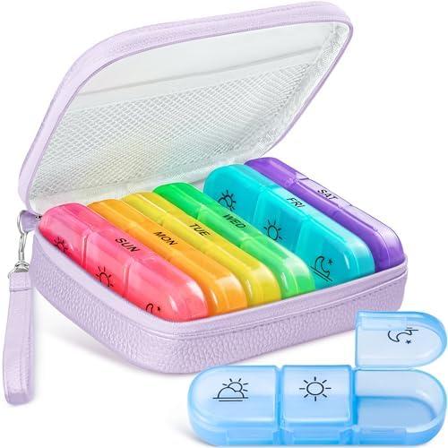 Amazon.com: AMOOS Cute Pill Organizer 3 Times a Day, Large Daily Pill ...