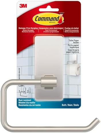 Command Toilet Paper Holder Matte Black with Water Resistant Command ...