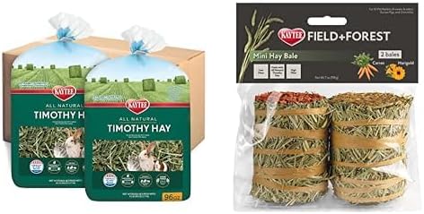 Kaytee All Natural Timothy Hay, 12 lb with Field+Forest Mini Hay Bales ...