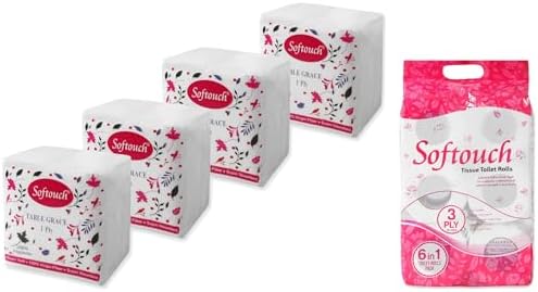 Softouch 3 Ply Toilet Paper Tissue Roll Family Pack 6-in-1 (160 Sheets ...